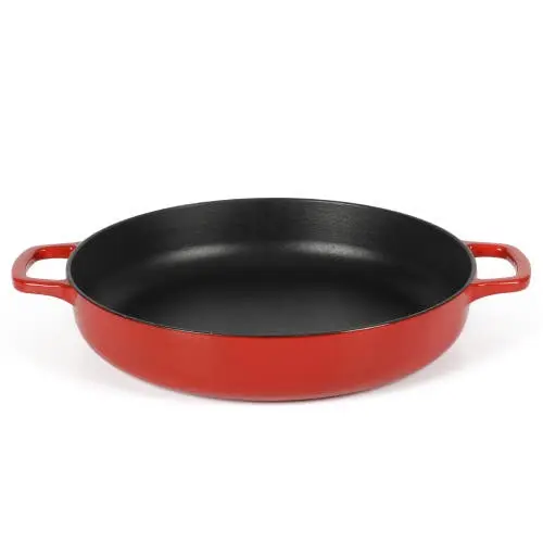 SUR LA TABLE KITCHEN ESSENTIALS Enameled Cast Iron 7-in-1 Multipurpose Braiser Pan With Borosilicate Glass Lid - Red
