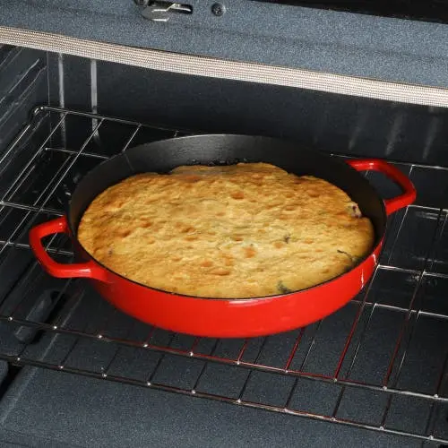 SUR LA TABLE KITCHEN ESSENTIALS Enameled Cast Iron 7-in-1 Multipurpose Braiser Pan With Borosilicate Glass Lid - Red