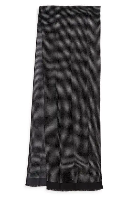 TOM FORD Polka Dot Silk Twill Fringe Scarf - Black/off White