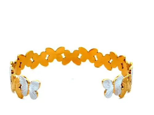 GEMINI JEWELRY Two Tone Butterfly Motif Cuff Bracelet