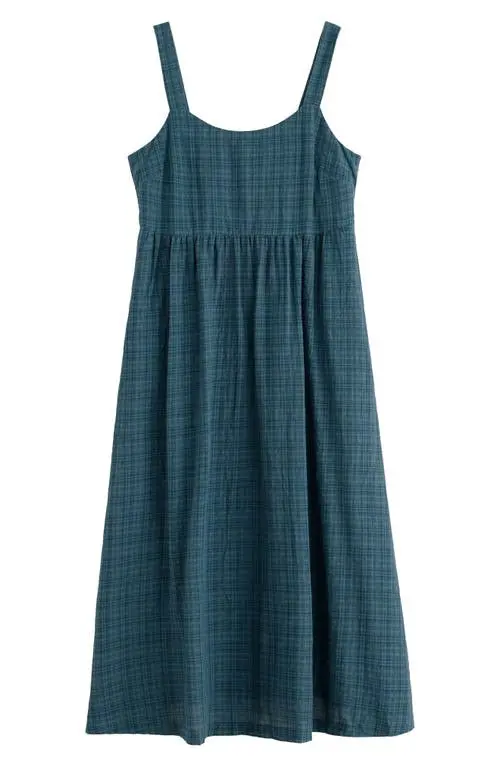 SEASALT CORNWALL Laity Plaid Organic Cotton Blend Midi Dress