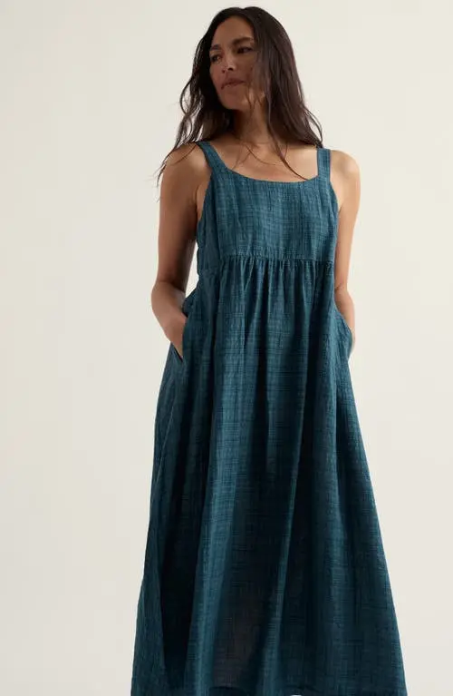 SEASALT CORNWALL Laity Plaid Organic Cotton Blend Midi Dress