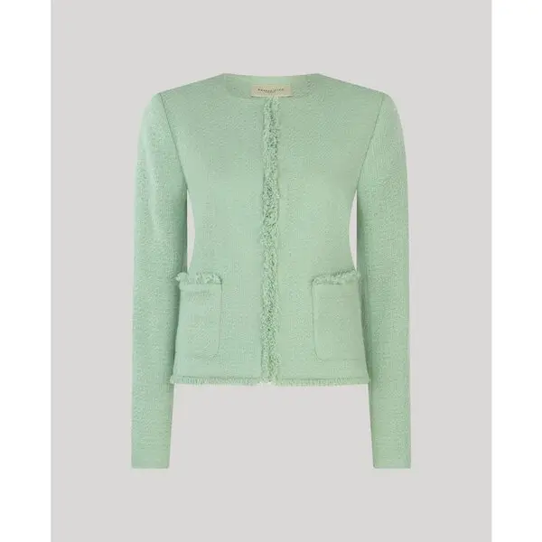 REALLY WILD CLOTHING Gabrielle Cropped Wool Boucle Jacket - Green