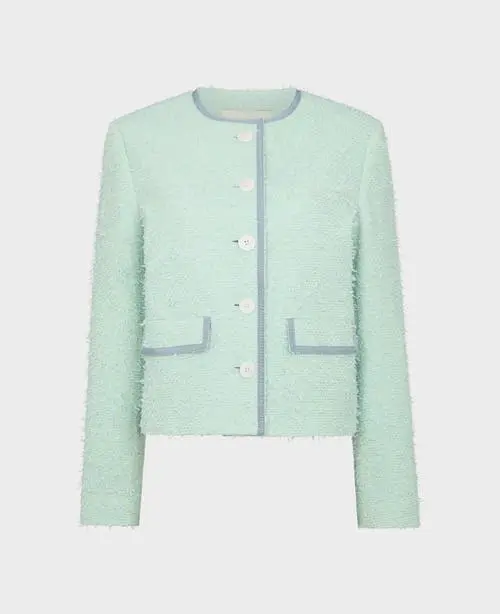 REALLY WILD CLOTHING Cotton Blend Braided Boucle Jacket - Mint