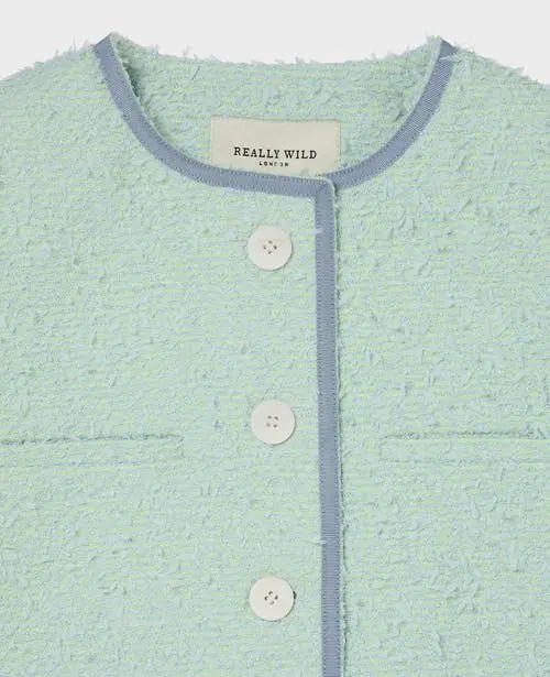 REALLY WILD CLOTHING Cotton Blend Braided Boucle Jacket - Mint
