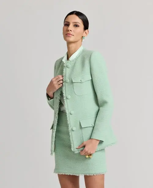 REALLY WILD CLOTHING Gabrielle Wool Boucle Longline Jacket