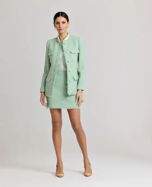REALLY WILD CLOTHING Gabrielle Wool Boucle Longline Jacket