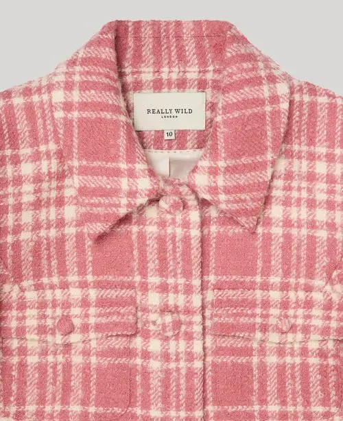 REALLY WILD CLOTHING The Lady Check Wool Coat - Pink/cream