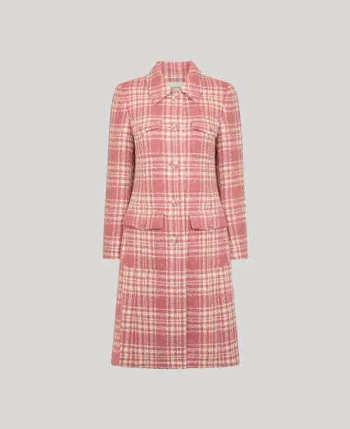 REALLY WILD CLOTHING The Lady Check Wool Coat - Pink/cream
