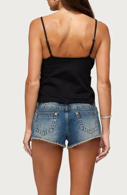 EDIKTED Glendon Lettuce Edge Crop Stretch Cotton Camisole