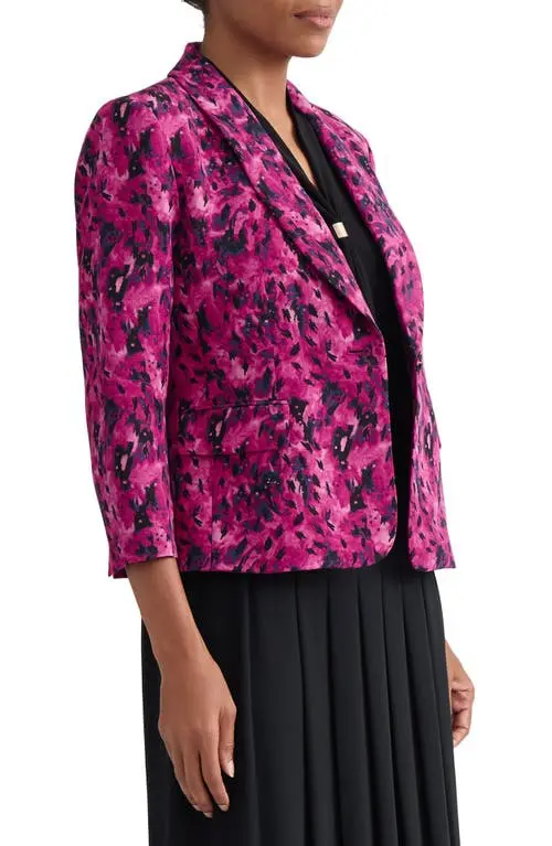 KASPER Abstract Print Scuba One-button Blazer