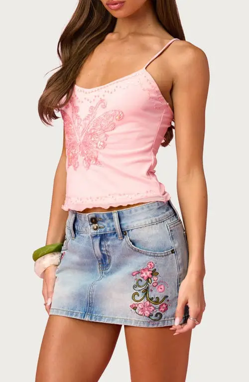 EDIKTED Barbie Beaded Sequin Butterfly Camisole