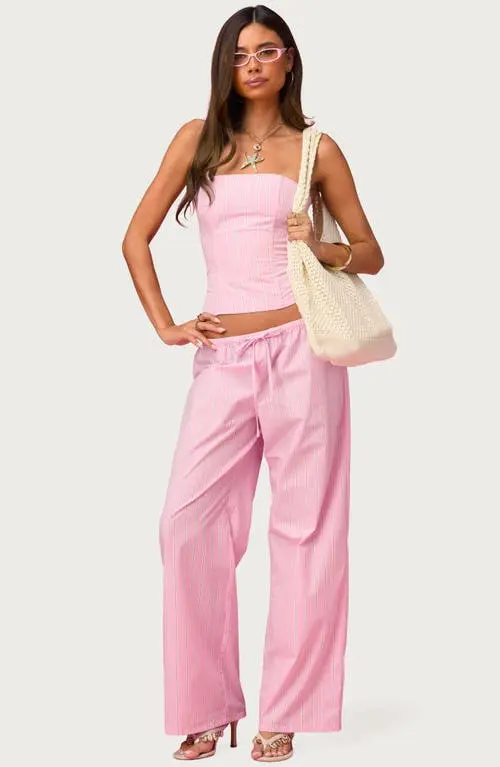 EDIKTED X Barbie™ Icon Stripe Strapless Top