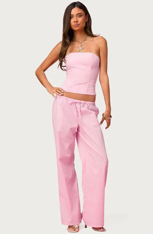 EDIKTED X Barbie™ Icon Stripe Strapless Top