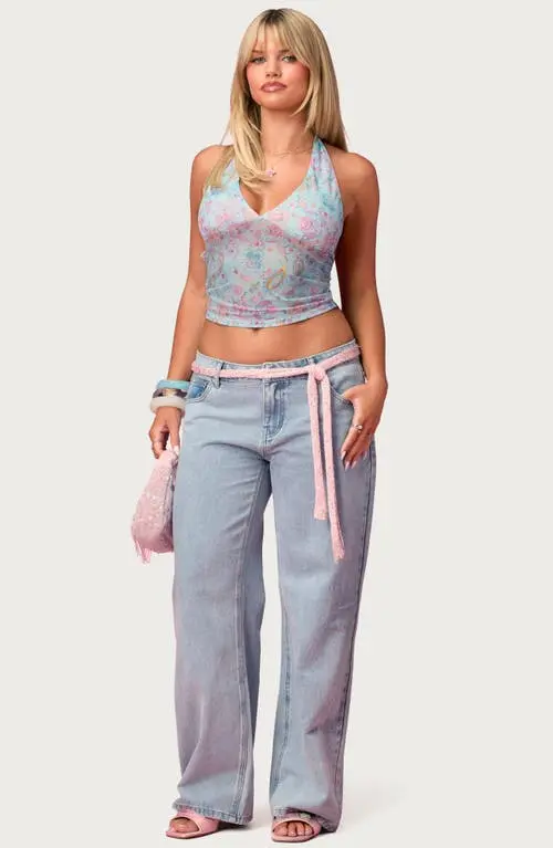 EDIKTED X Barbie™ Fever Paisley Mesh Halter Top
