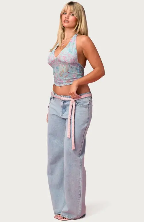 EDIKTED X Barbie™ Fever Paisley Mesh Halter Top