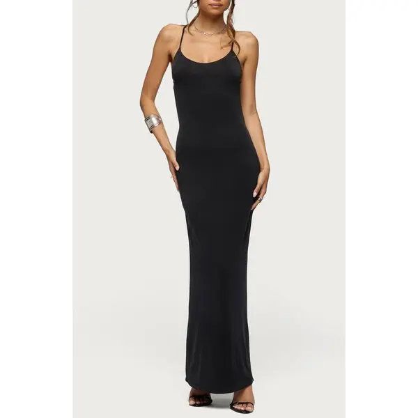 EDIKTED Zhuri Ring Backless Maxi Dress - Black
