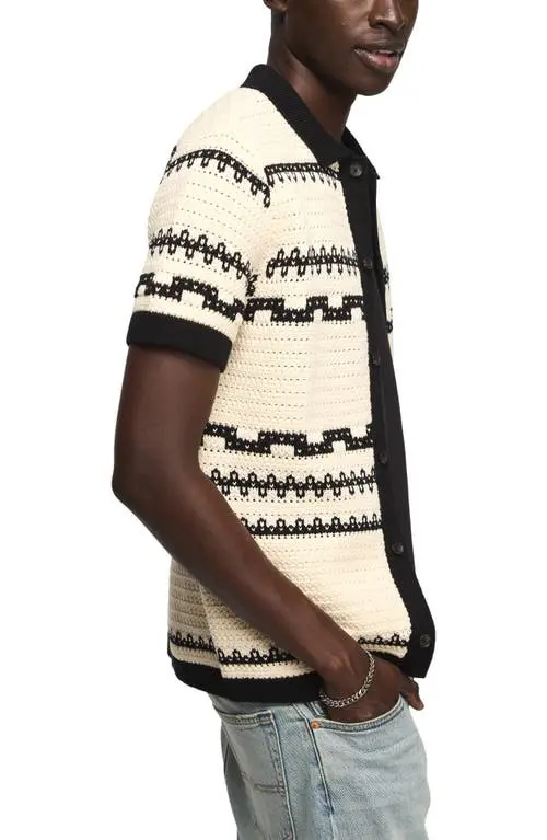 Lucky Brand Crochet Knit Button-down Sweater