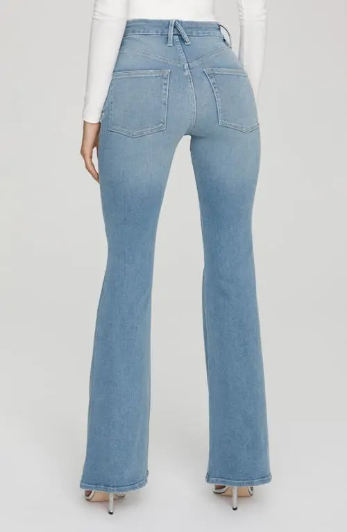 Good American Good Flare Ripped High Waist Deep-v Jeans