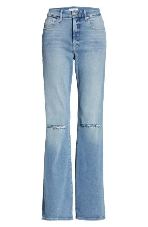 Good American Good Flare Ripped High Waist Deep-v Jeans