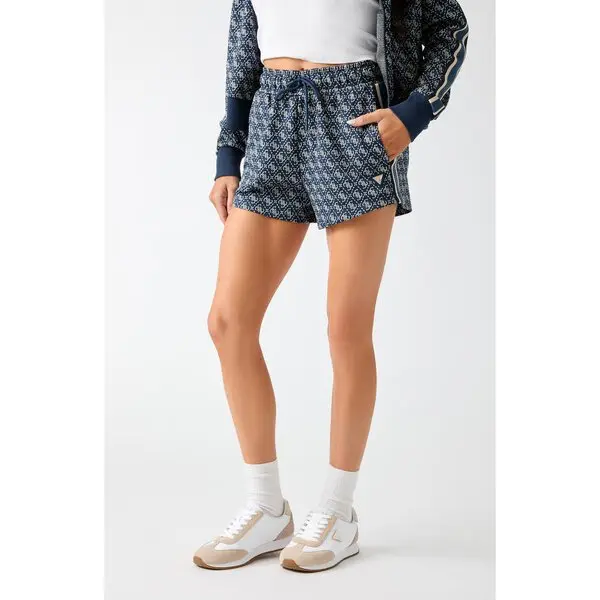 Guess 4g Logo Jacquard Drawstring Shorts - Open Blue