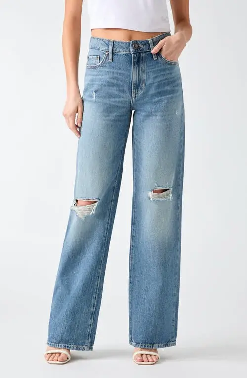 Guess Ripped Slouchy Fit Jeans - Light Blue