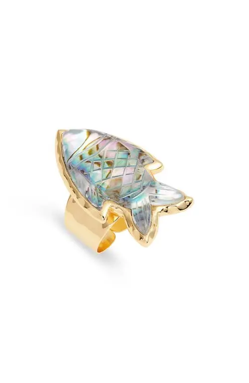 Nest Jewelry Adjustable Abalone Fish Ring - Blue Multi