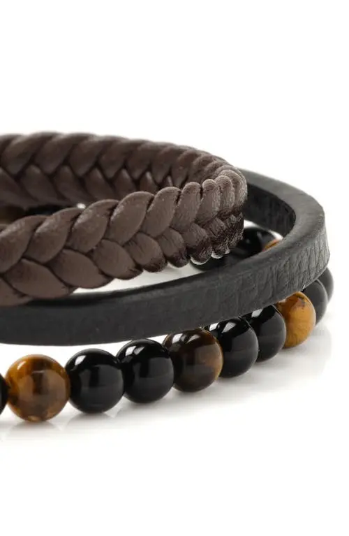 CUFFLINKS, INC. Layered Bead And Leather Bracelet