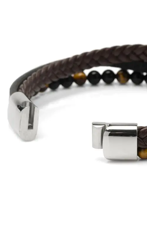 CUFFLINKS, INC. Layered Bead And Leather Bracelet