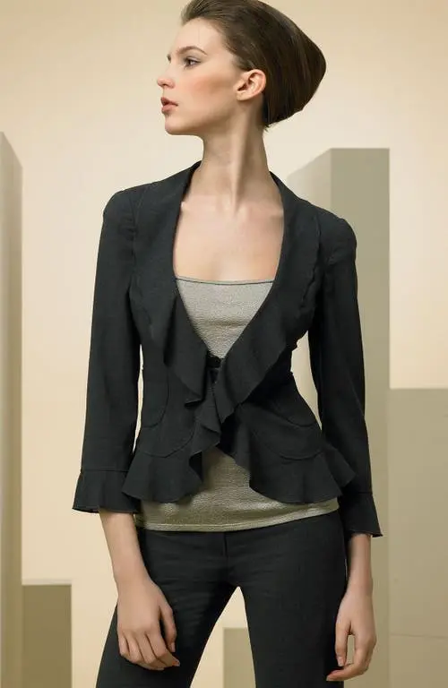 Emporio Armani Heathered Stretch Wool Jacket - Charcoal