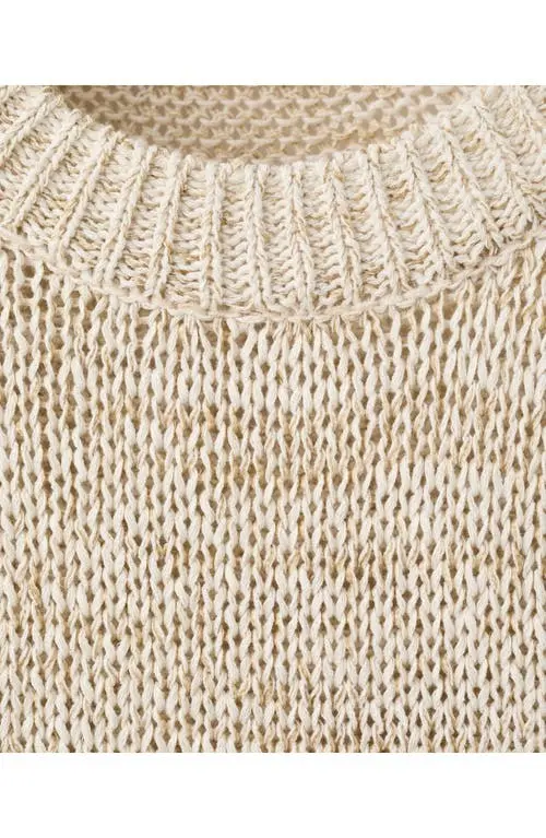Mango Paquita Speckled Knit Cotton Blend Sweater