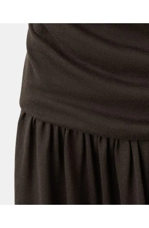 Mango Osana Ruched Drop Waist Halter Midi Dress