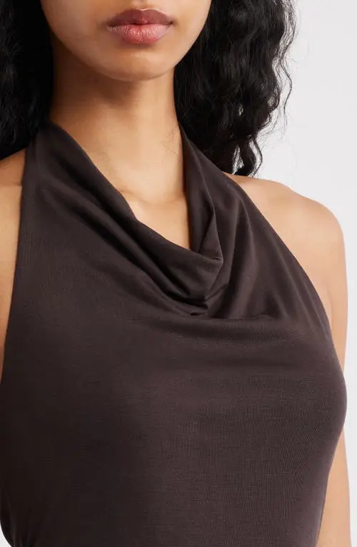 Mango Osana Ruched Drop Waist Halter Midi Dress