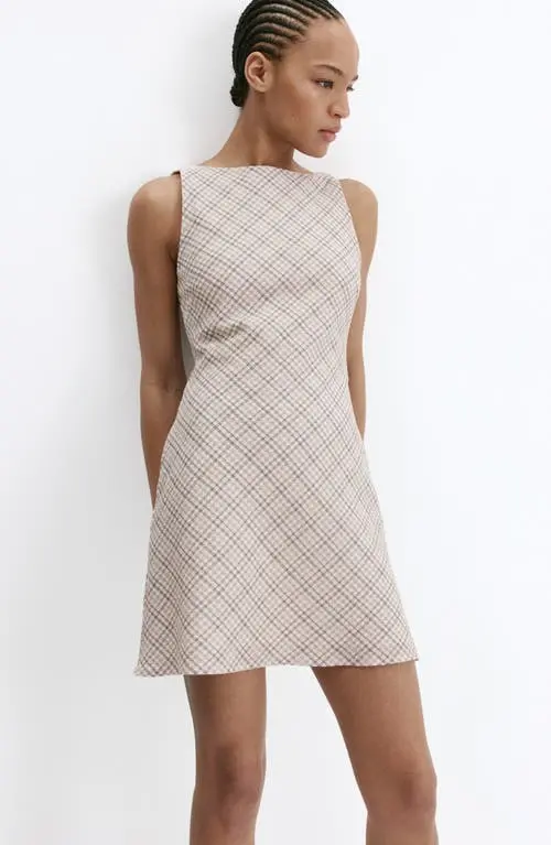 Mango Fondi Plaid Open Back Minidress