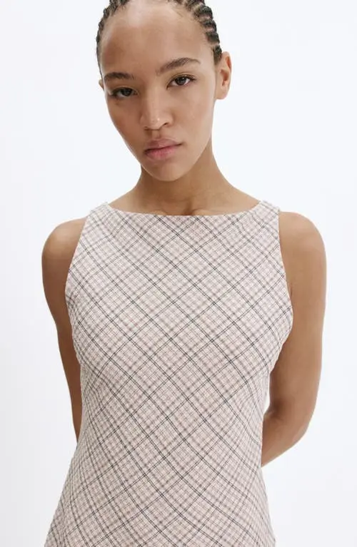Mango Plaid Open Back Minidress