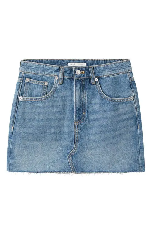 Mango Rica Raw Hem Denim Miniskirt - Medium Blue