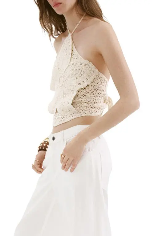 Mango Hibisco Floral Crochet Halter Top