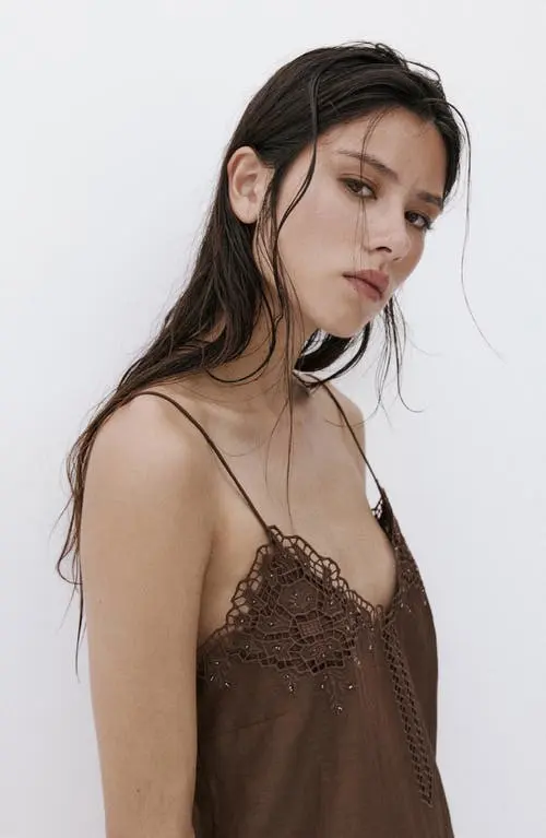 Mango Zoe Cutwork Lace Detail Minidress