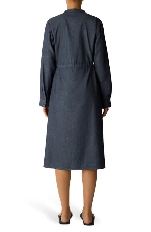 Eileen Fisher Organic Cotton Midi Shirtdress With Drawstring Waist