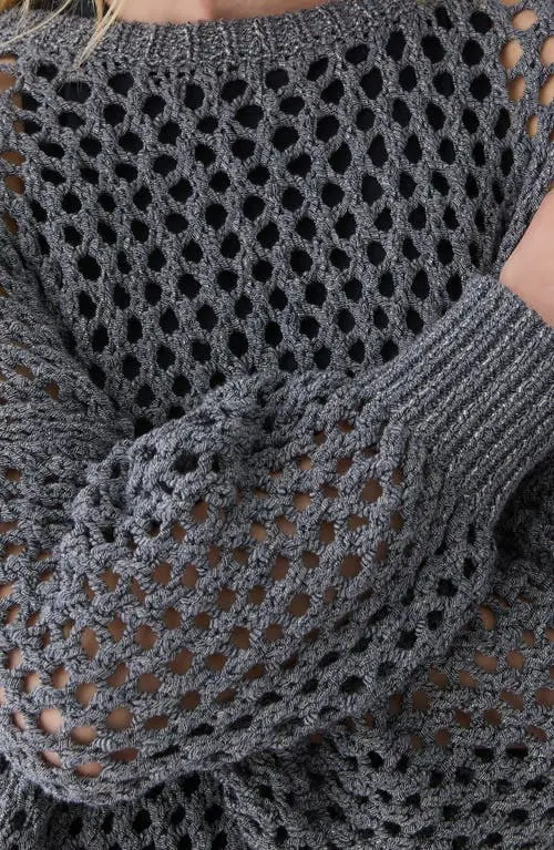 Lafayette 148 New York Hand-knit Cotton Open Stitch Sweater - Denim Multi