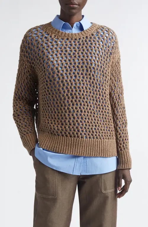 Lafayette 148 New York Hand-knit Cotton Open Stitch Sweater - Root Multi