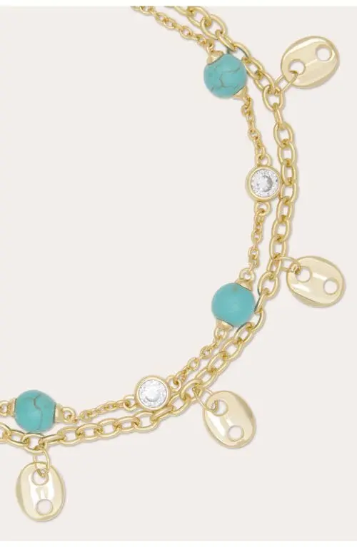 Ramy Brook Arianna Layered Anklet With Turquoise And Cubic Zirconia