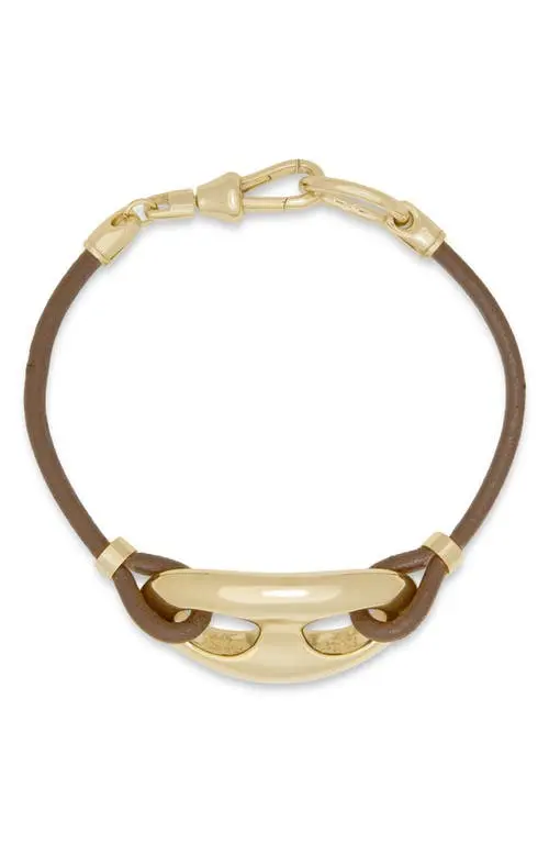 Ramy Brook Azurra Leather And Brass Bracelet