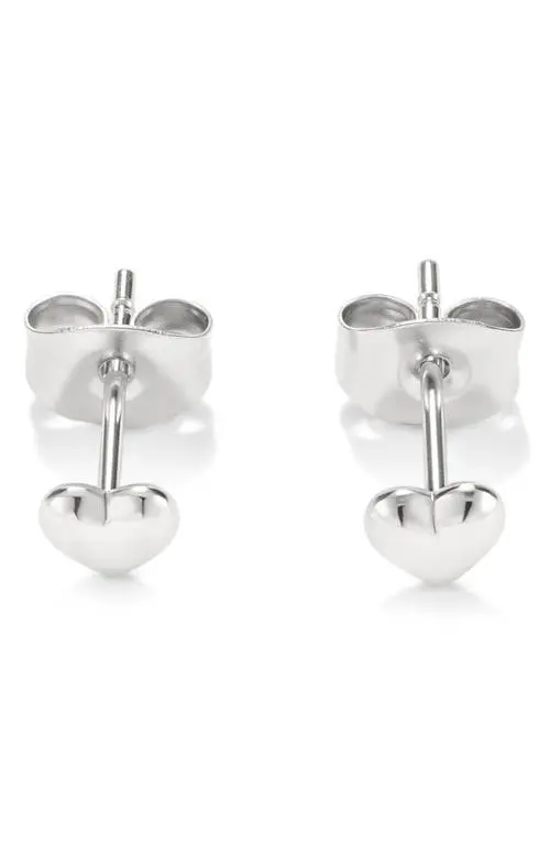 D.LOUISE Mini Heart Stud Earrings - Silver