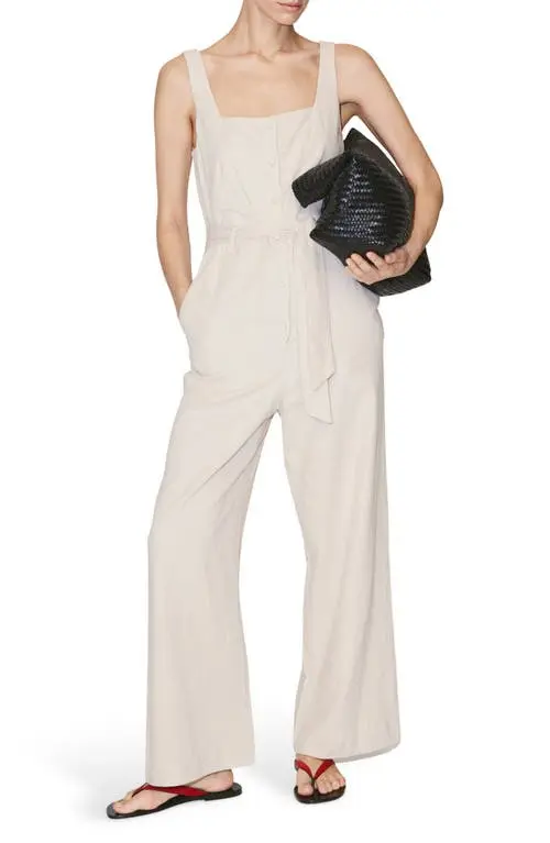 Mango Sleeveless Linen Blend Jumpsuit - Sand