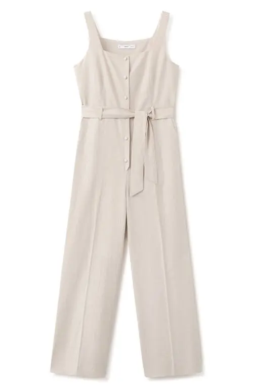 Mango Sleeveless Linen Blend Jumpsuit