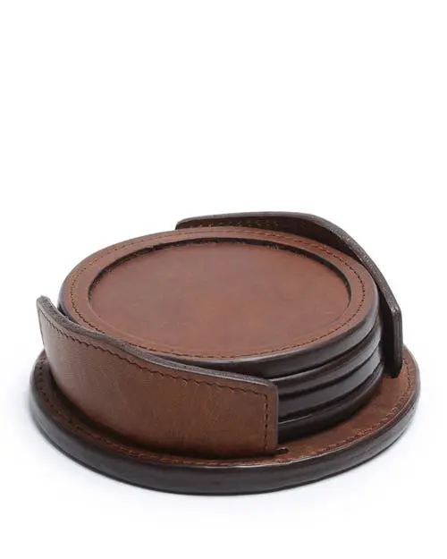KORCHMAR Frost Leather Coaster Set - Espresso
