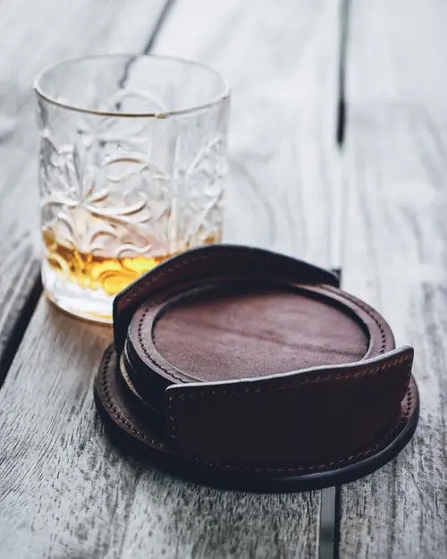 KORCHMAR Frost Leather Coaster Set - Espresso