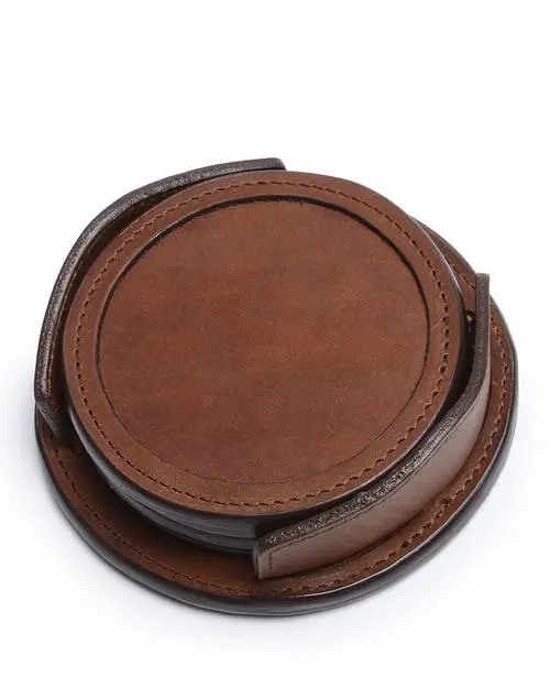 KORCHMAR Frost Leather Coaster Set - Espresso
