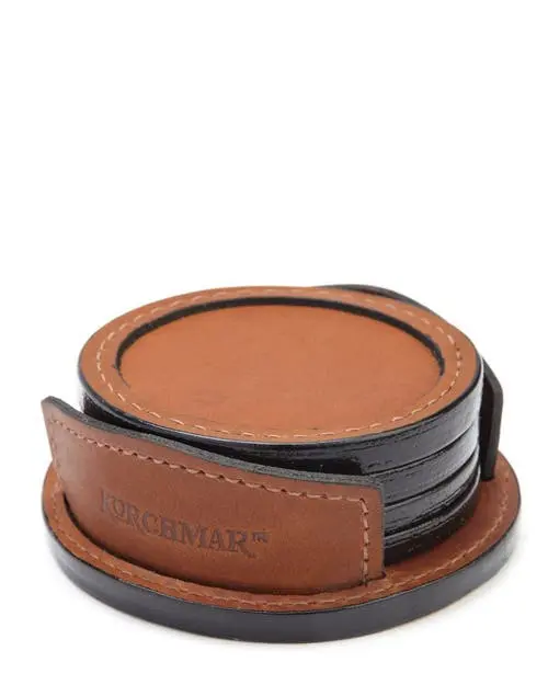 KORCHMAR Frost Leather Coaster Set - Tan